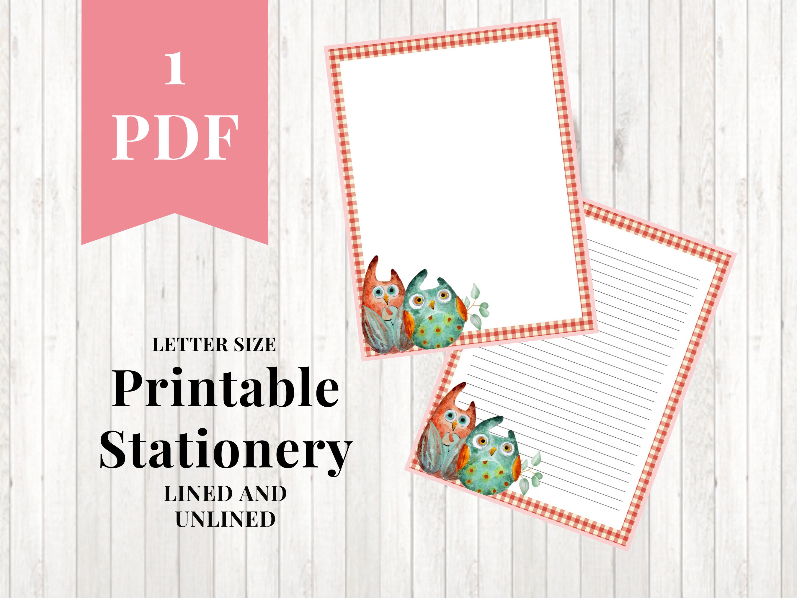 Owls Printable Stationery Printable Writing Paper Digital PDF - Etsy