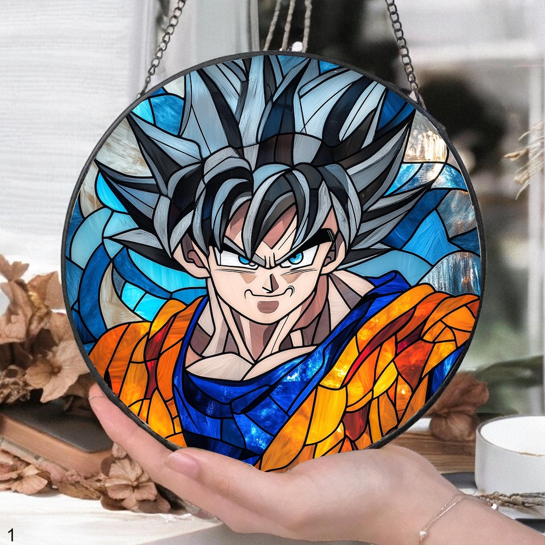 Goku Stained Glass Window Hanging Custom Goku Stained Glass Anime Decor ...