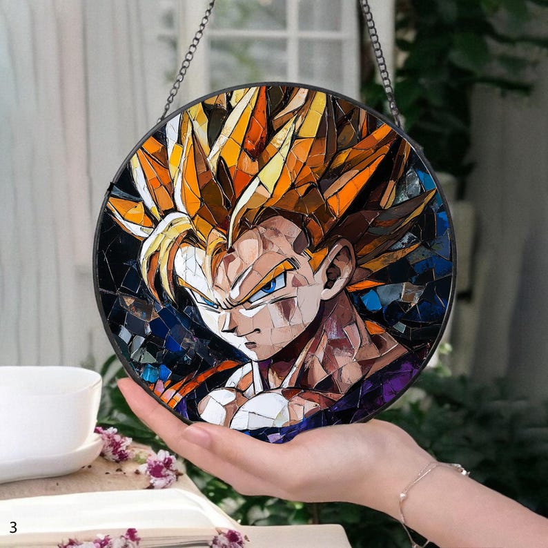 Vegeta Dragon Ball Z Stained Glass Art, Stunning Room Decor, Goku ...