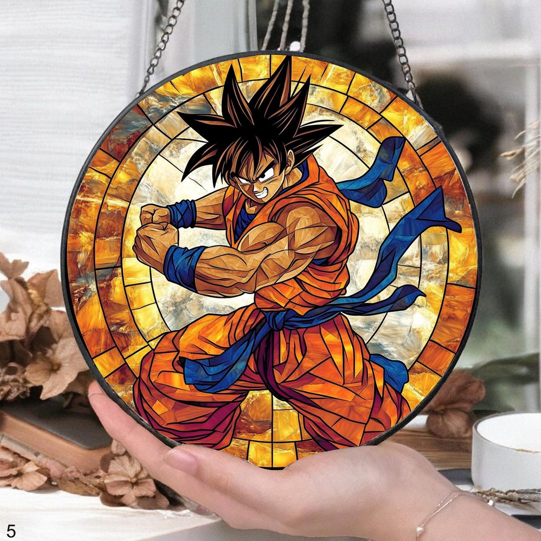 Goku Stained Glass Window Hanging Saiyan Legend Stained Glass Goku Wall ...