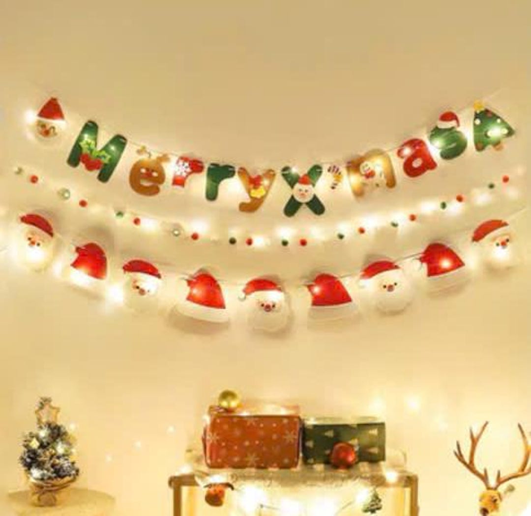 Merry Christmas Felt Garland Banner, Personalized Garland With Cute ...