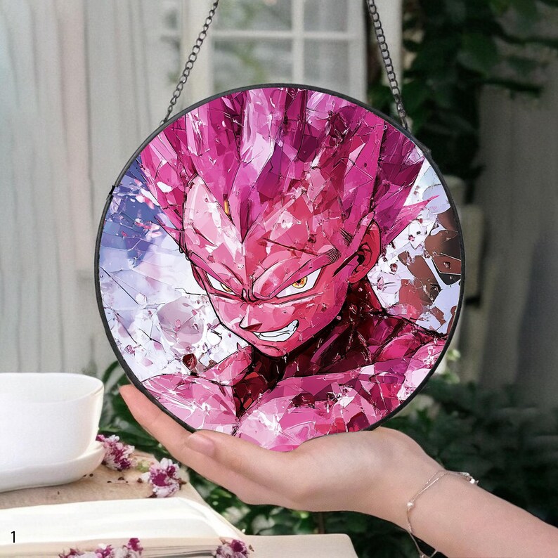 Goku Stained Glass Window Hanging Custom Goku Stained Glass Anime Decor ...