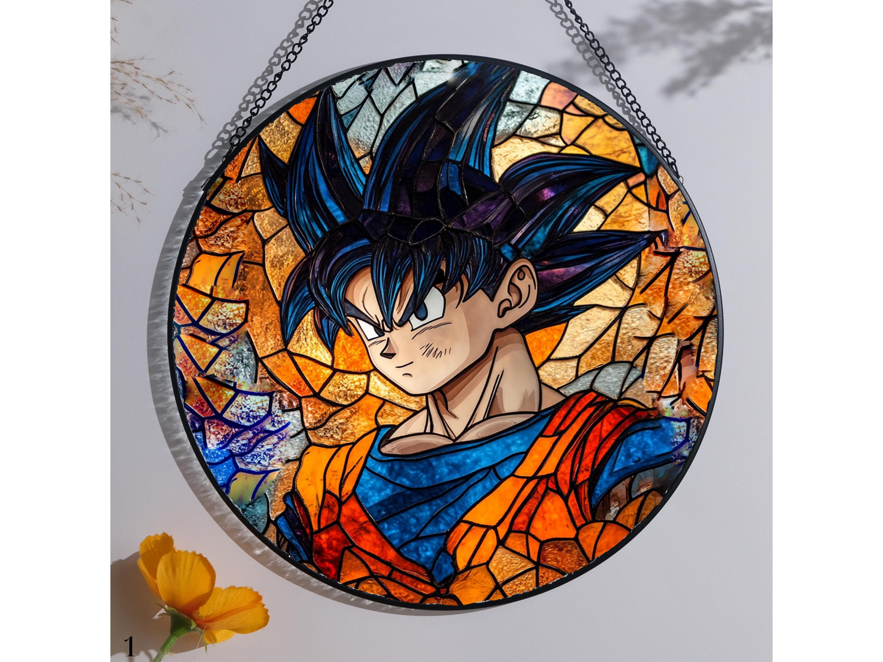 Goku Stained Glass Window Hanging Custom Goku Stained Glass Anime Decor ...