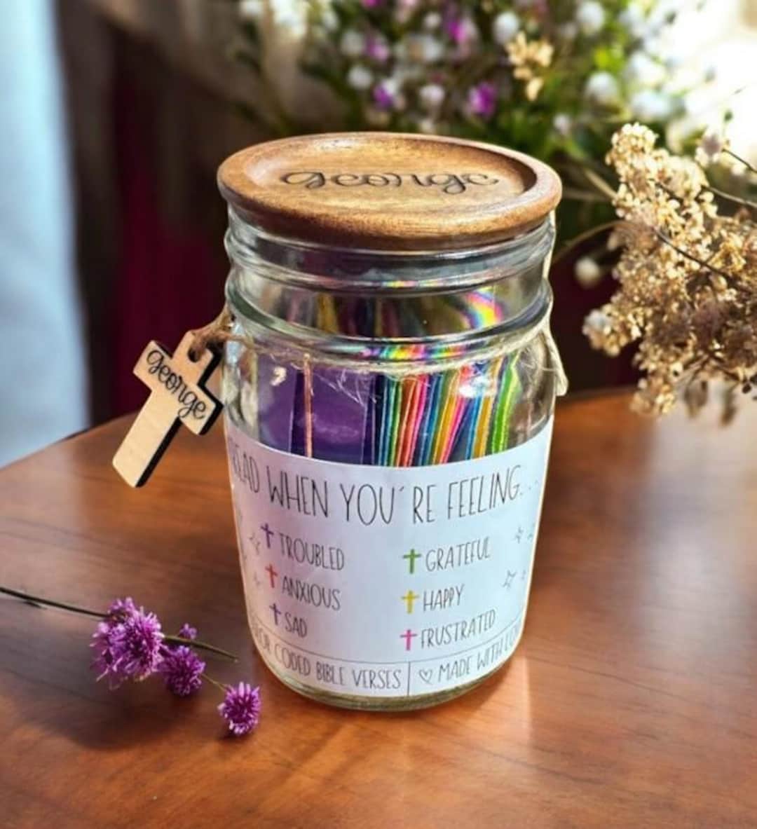 Christian Encouragement Jar With Bible Verses Inspirational Scripture ...