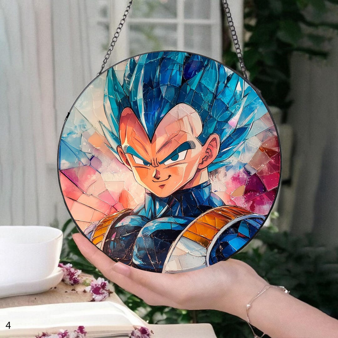 Vegeta Dragon Ball Z Stained Glass Art, Stunning Room Decor, Goku ...