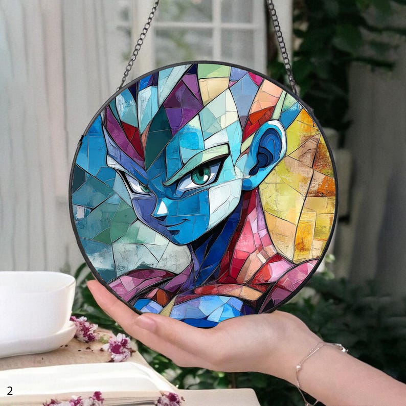 Goku Stained Glass Window Hanging Custom Goku Stained Glass Anime Decor ...