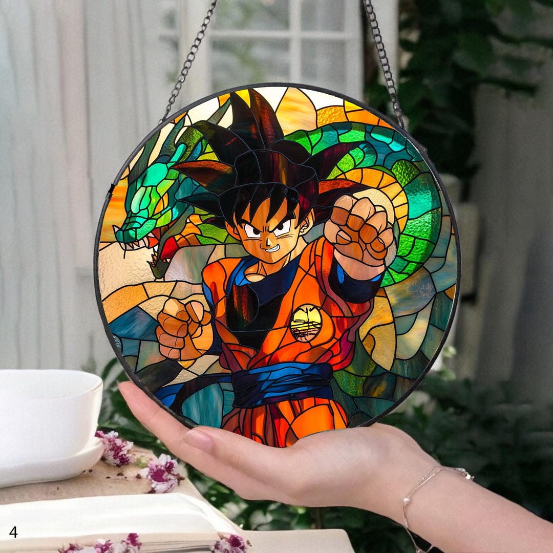 Goku Stained Glass Window Hanging Custom Goku Stained Glass Anime Decor ...