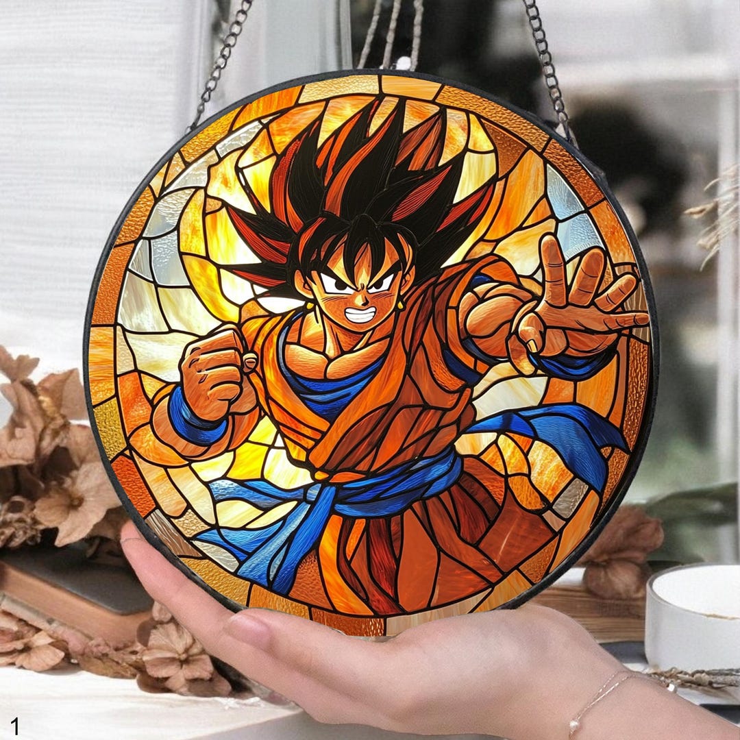 Goku Stained Glass Window Hanging Saiyan Legend Stained Glass Goku Wall ...