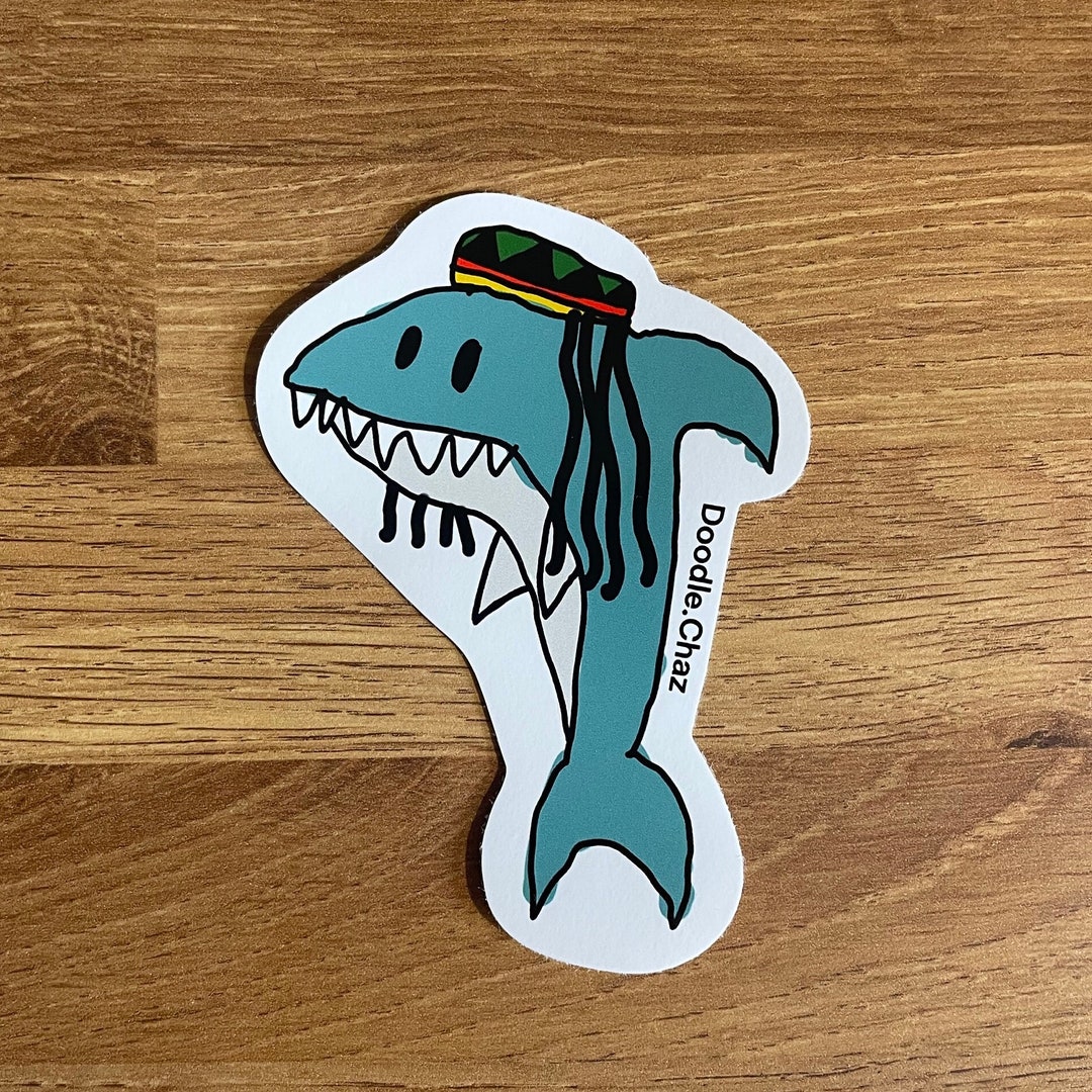 Reggae Shark Sticker Hand Drawn - Etsy