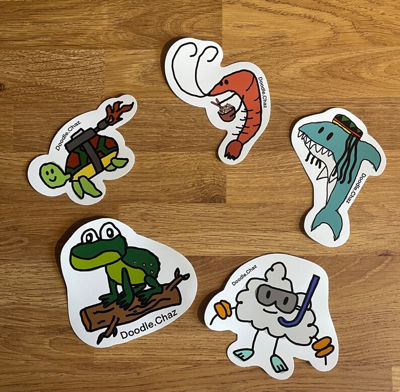 Shrimp Sticker Hand Drawn - Etsy