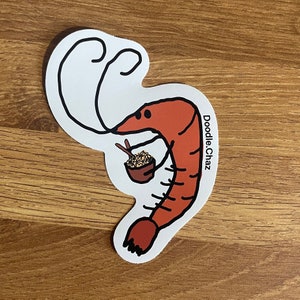 Shrimp Sticker Hand Drawn - Etsy