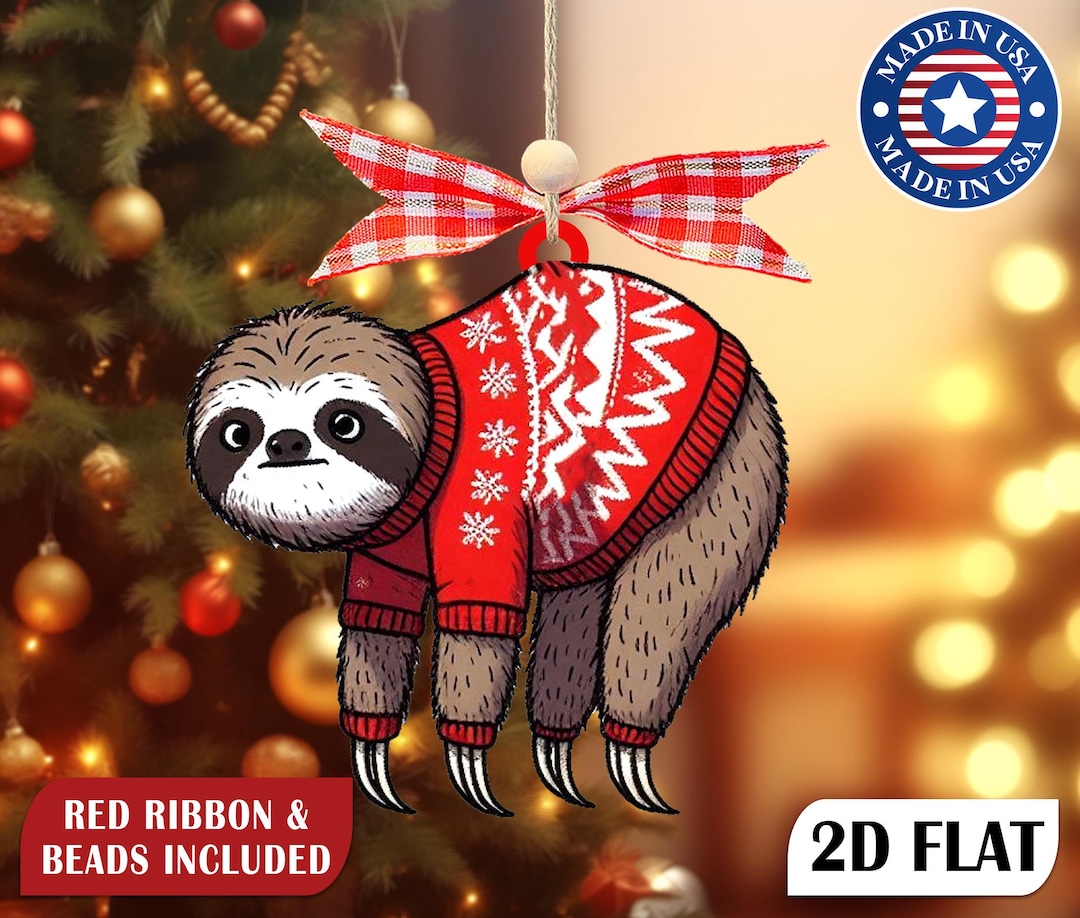 Sloth Christmas Decor, Custom Sloth Christmas Ornament, Gift for Sloth ...