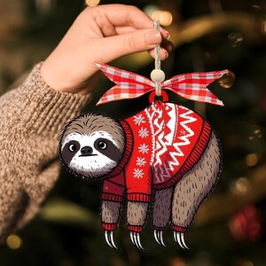 Sloth Christmas Decor, Custom Sloth Christmas Ornament, Gift for Sloth ...