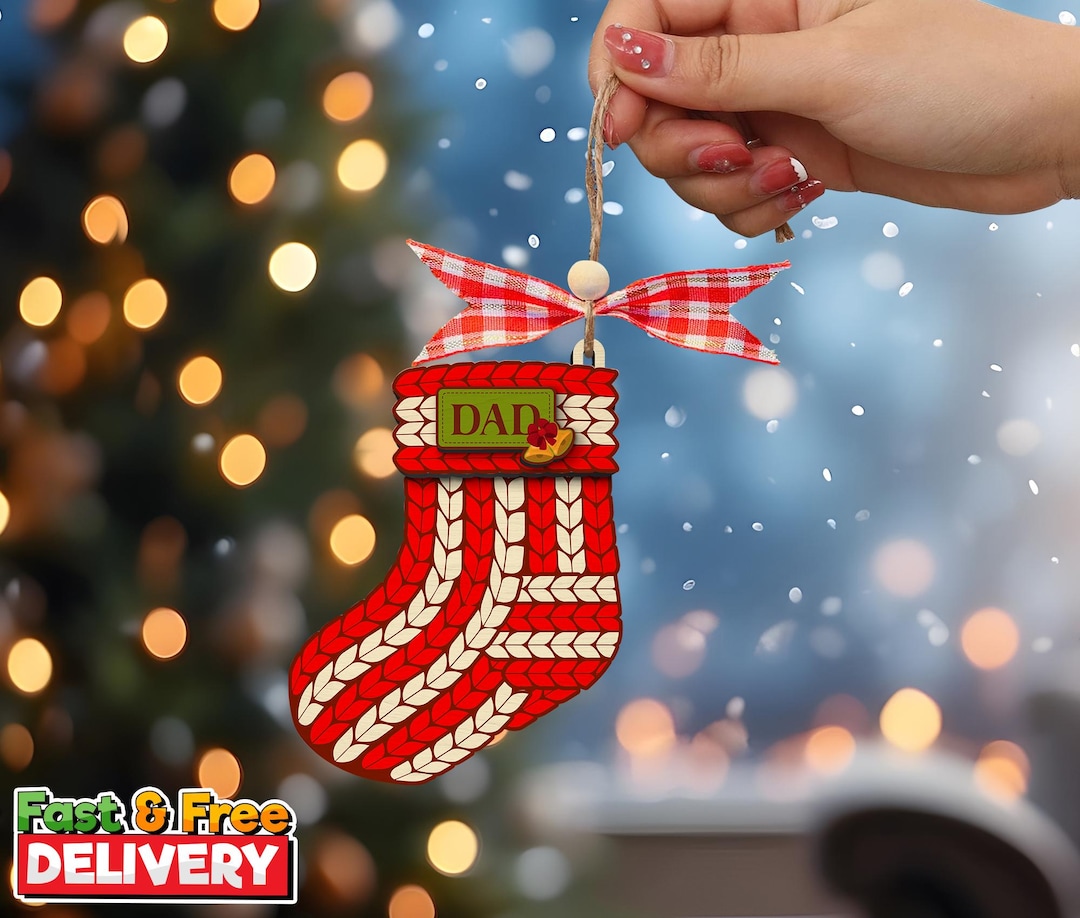 Personalized Winter Stocking Christmas Ornament, Wooden Christmas ...