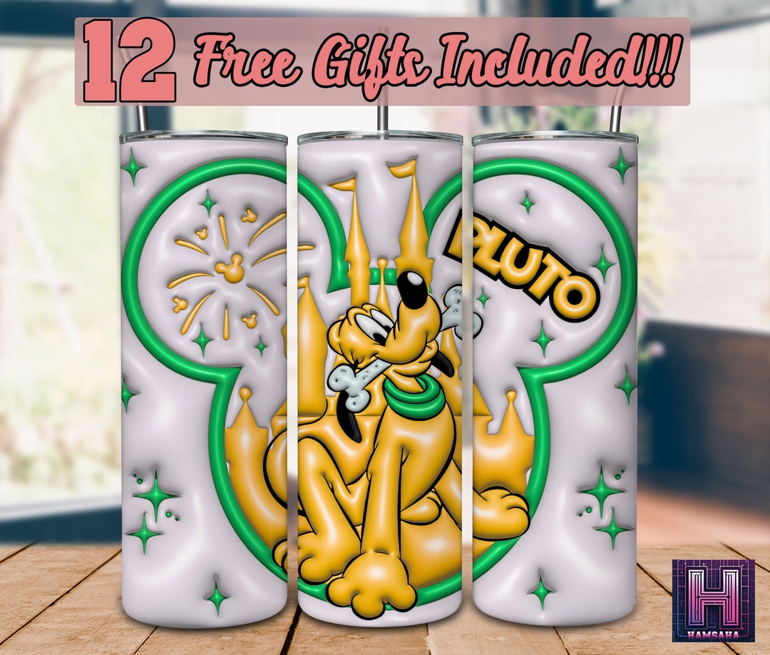 Dog Character 20oz Skinny Tumbler Wrap Png, Mouse Head 3D Inflated Dog ...