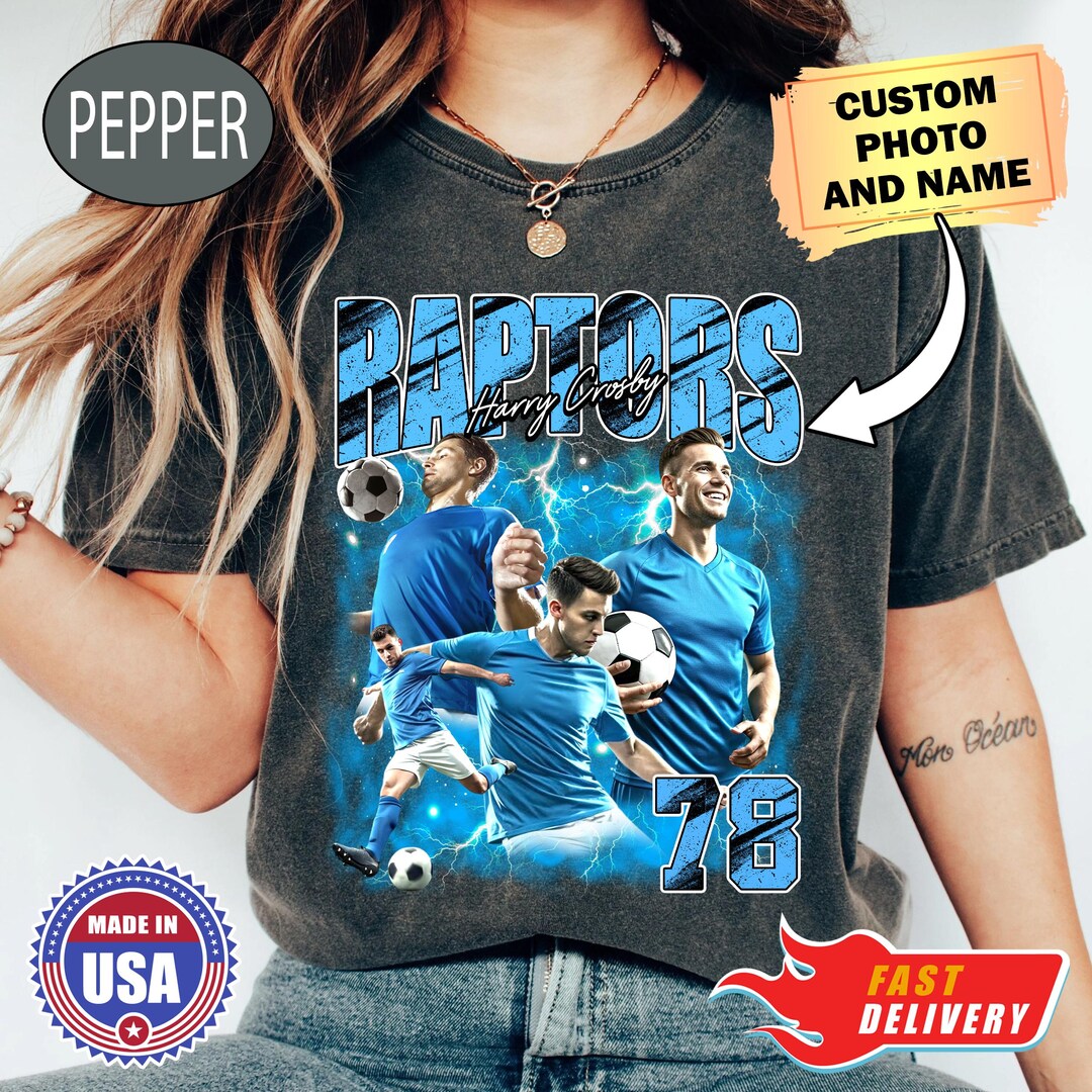 Custom Retro Name and Photo Soccer Bootleg Shirt, Personalized Soccer ...