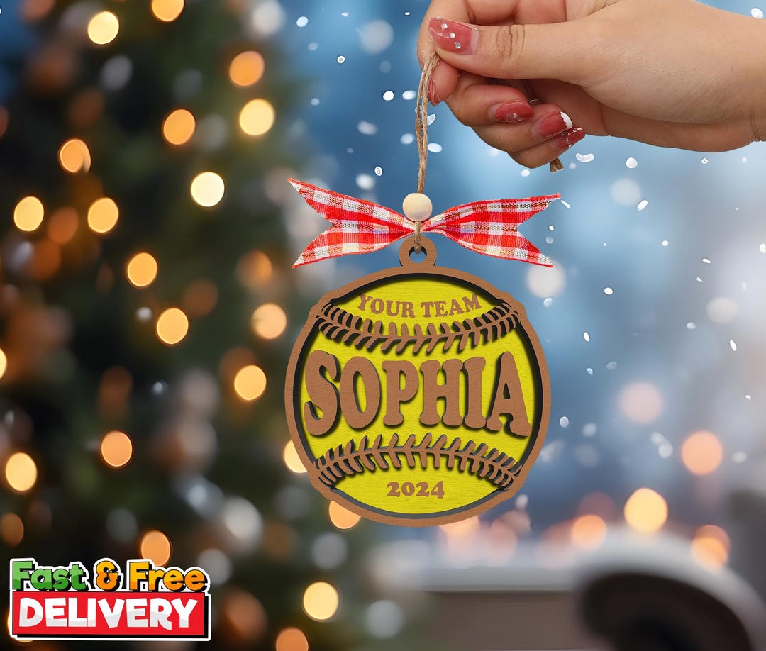 Personalized Baseball Layered Wood Ornament 2024, Custom Baseball ...