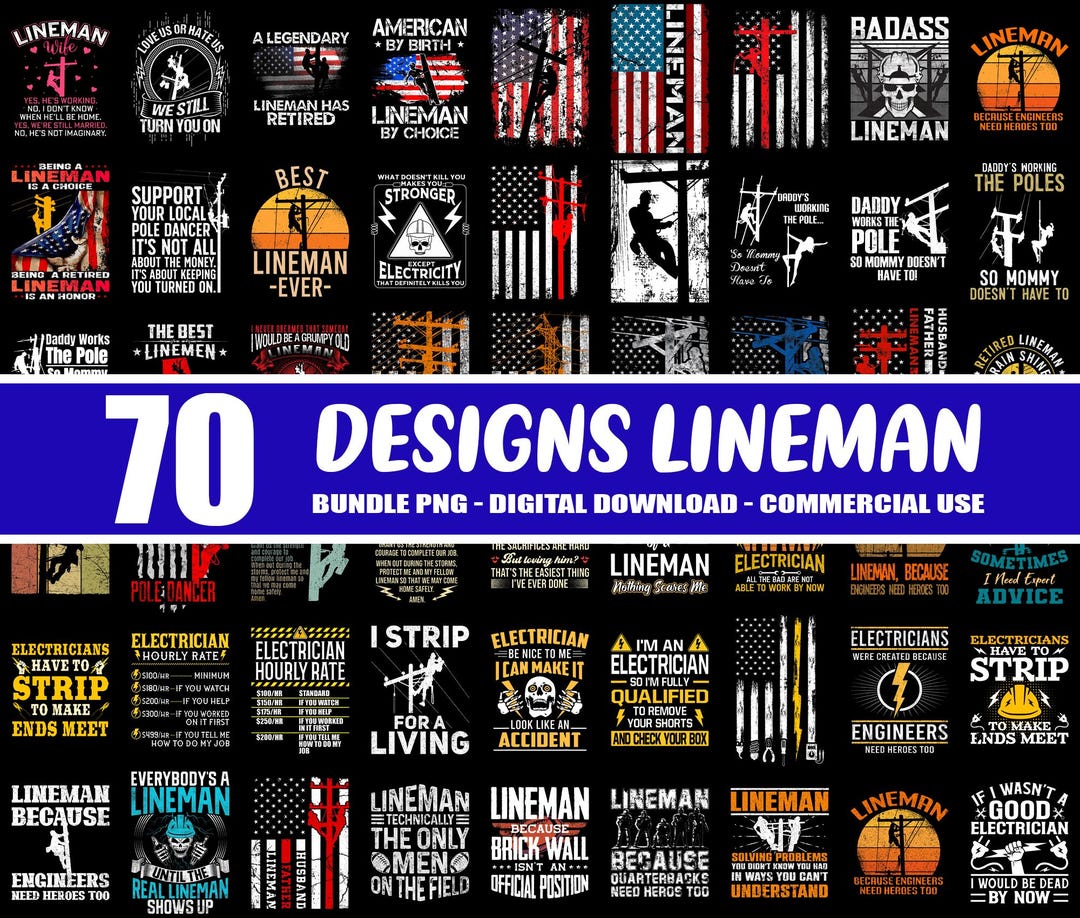 70 Designs Lineman Png Bundle, Lineman Electrician Png, Lineworker Png ...