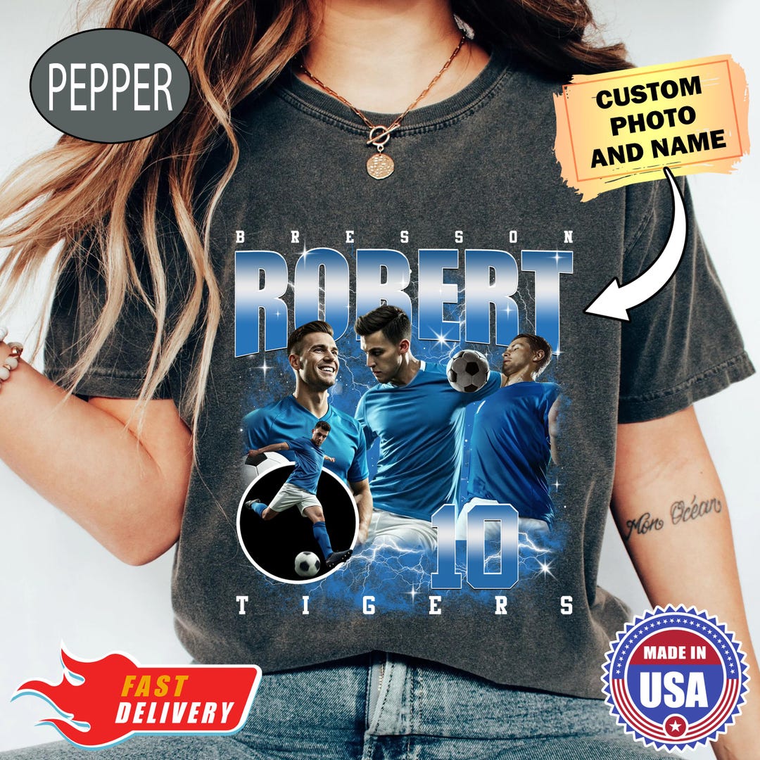 Personalized Soccer Bootleg Comfort Colors, Custom Retro Name and Photo ...