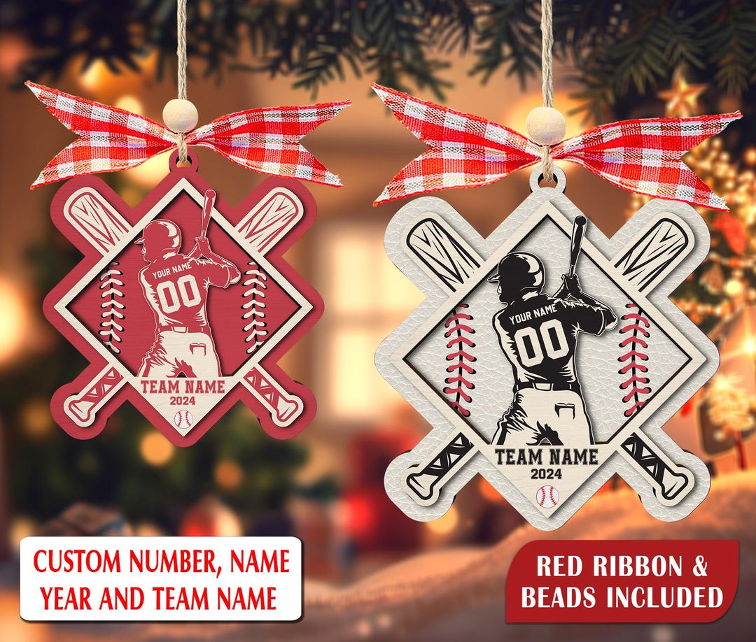 Custom Baseball Player Christmas Ornament, Personalized Baseball Wood ...