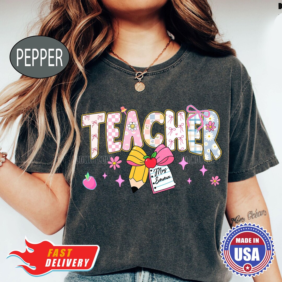 Personalized Teacher Comfort Colors, Custom Back to School Gift for ...