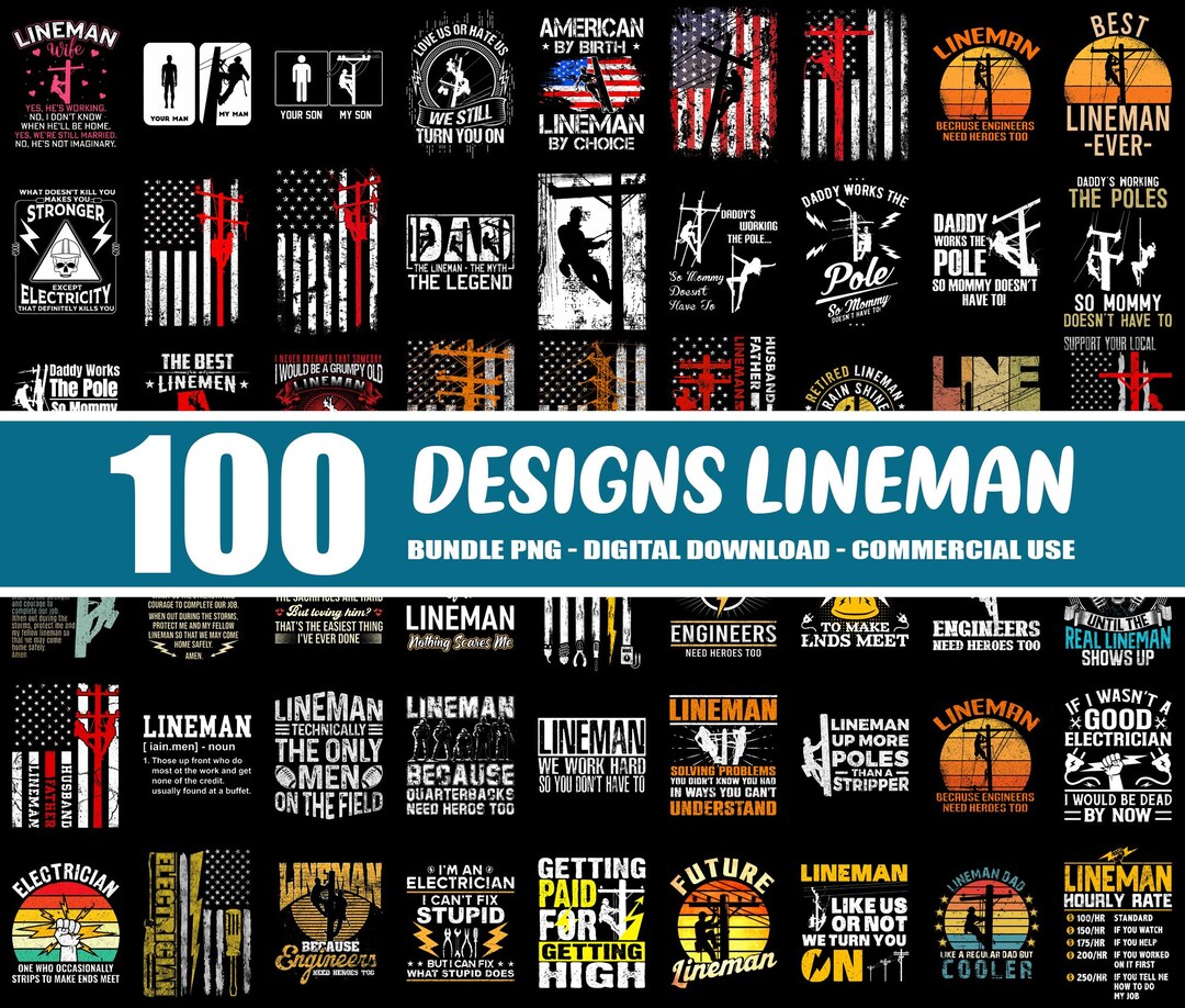 100 Designs Lineman Png Bundle, Lineman Electrician Png, Lineworker Png ...