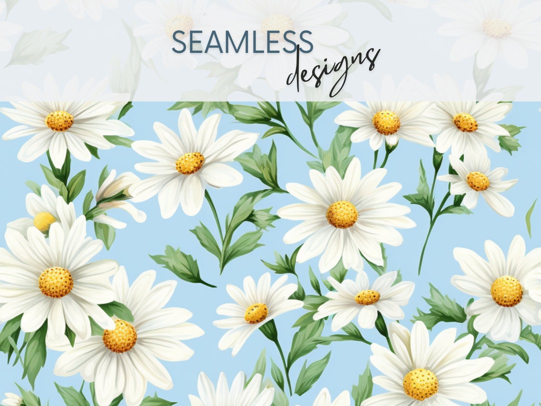 Daisy Digital Wallpaper, Seamless Pattern Digital, Graphics Bundle ...
