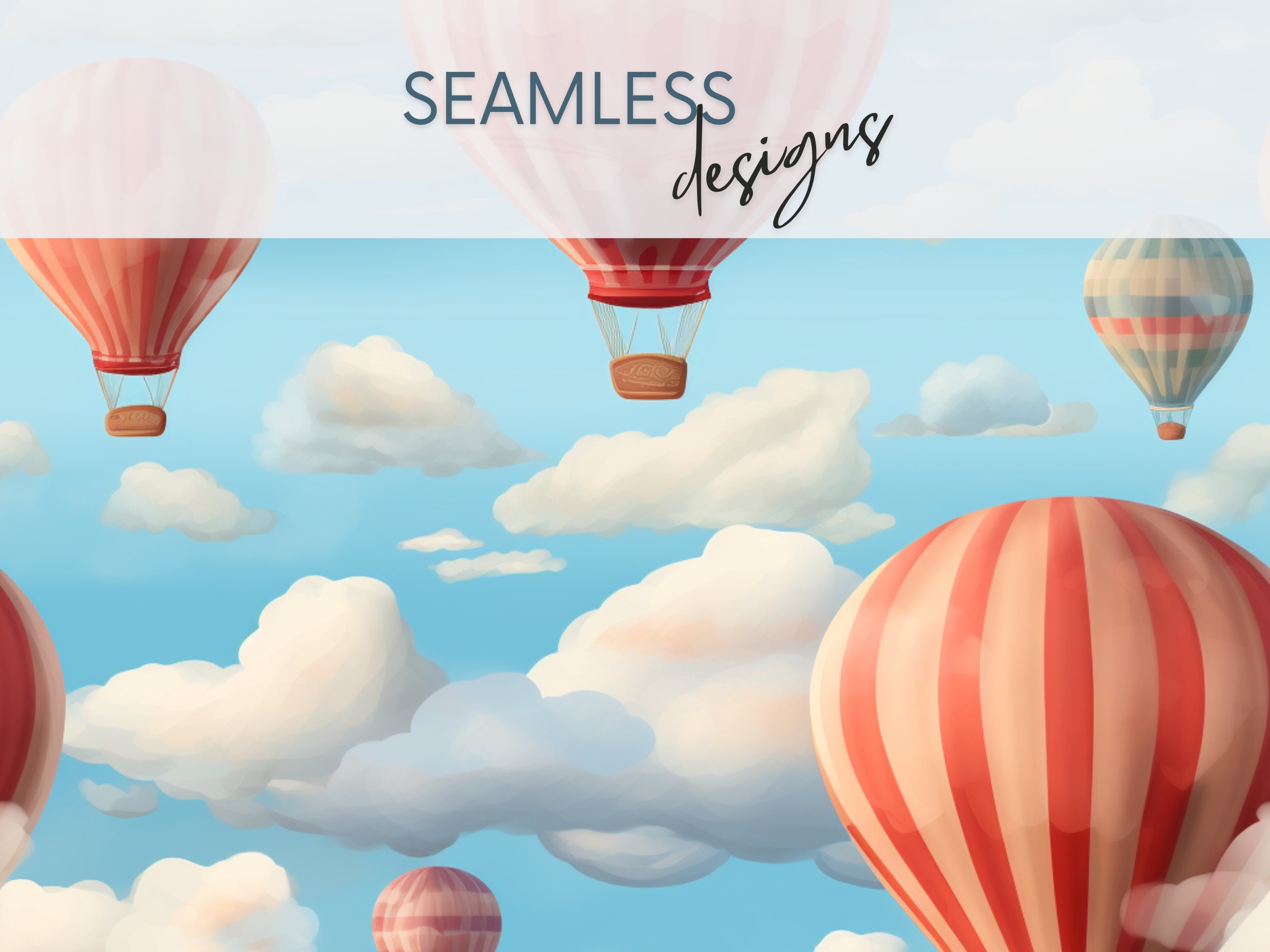 Hot Air Balloon Digital Wallpaper, Seamless Pattern Digital, Graphics ...