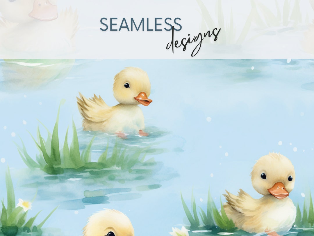 Duckling Digital Wallpaper, Seamless Pattern Digital, Graphics Bundle ...