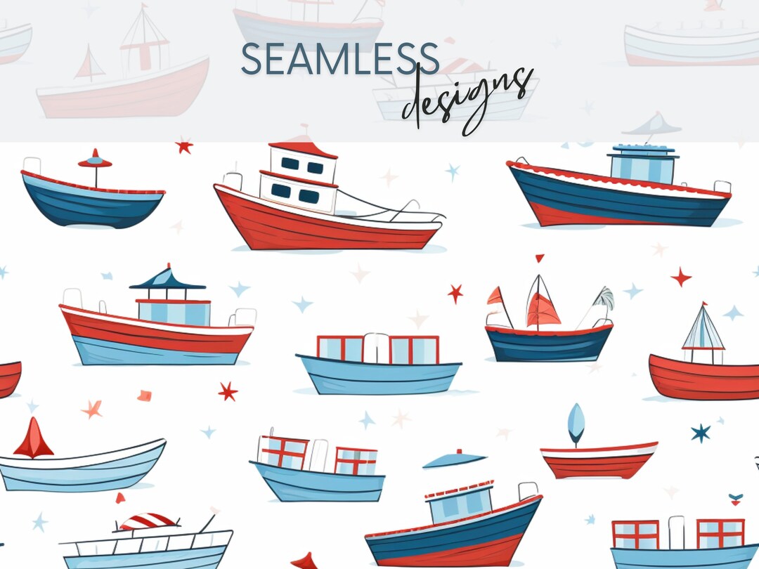 Boats Seamless Pattern Design for Vibrant Custom Printed Fabric for ...