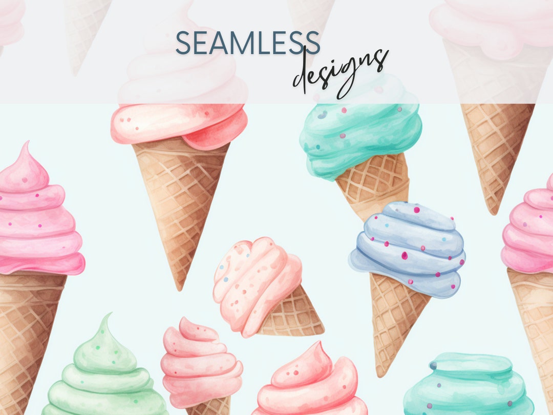 Ice Cream Seamless Pattern Design for Vibrant Custom Printed - Etsy