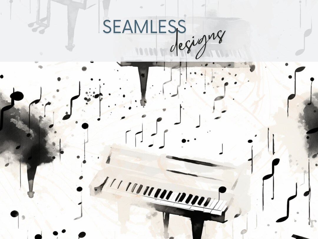 Piano Digital Wallpaper, Seamless Pattern Digital, Graphics Bundle ...