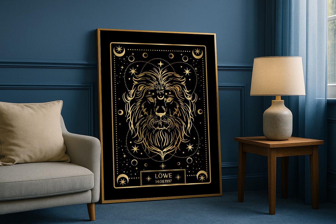 Leo Zodiac Poster - Mystical Astrology Wall Art With Foil Finish, Gift ...