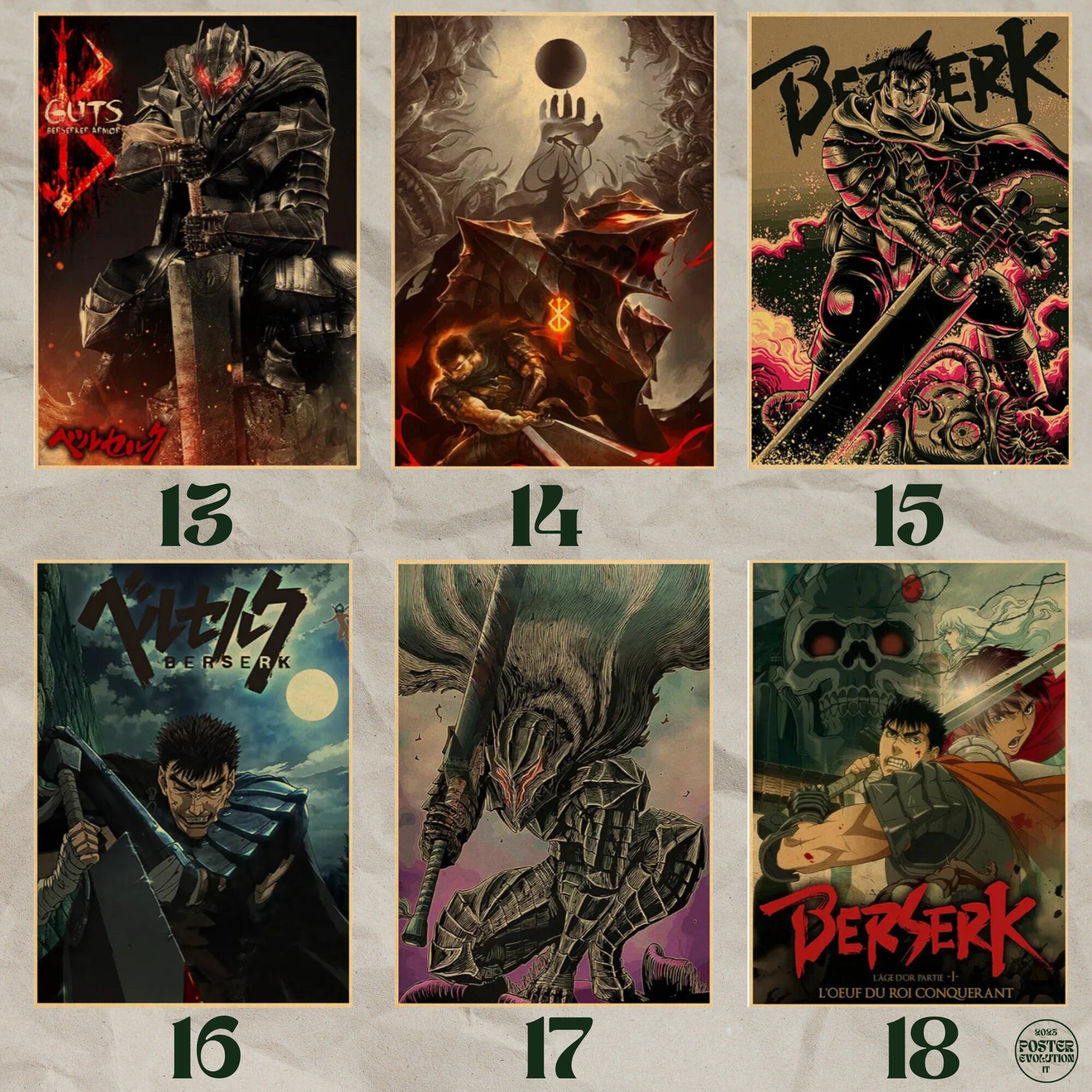 Berserk Poster Anime Giapponese Manga 狂暴な Stampa Su Tela Di - Etsy
