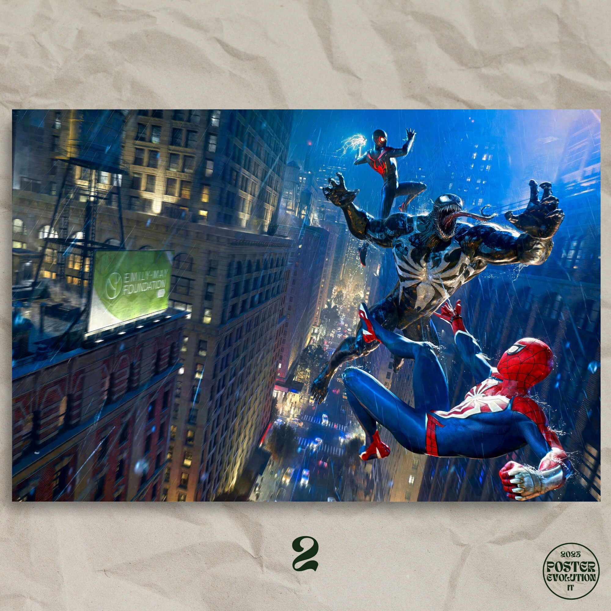 Spider Man 2 PS5 Videogame Poster Newspaper Stampa Su Tela Di Cotone ...