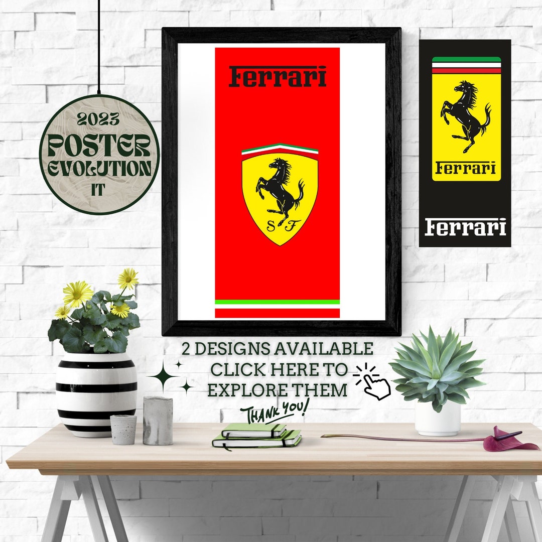 Poster Ferrari Logo Marchio Banner Garage Car Shop Bandiera Mpower ...