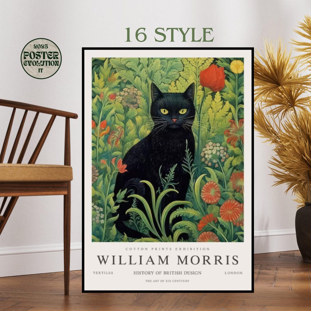 Poster Quadro Stampa William Morris Cats Colors Wlliam Morris Print, William Morris Art William ...