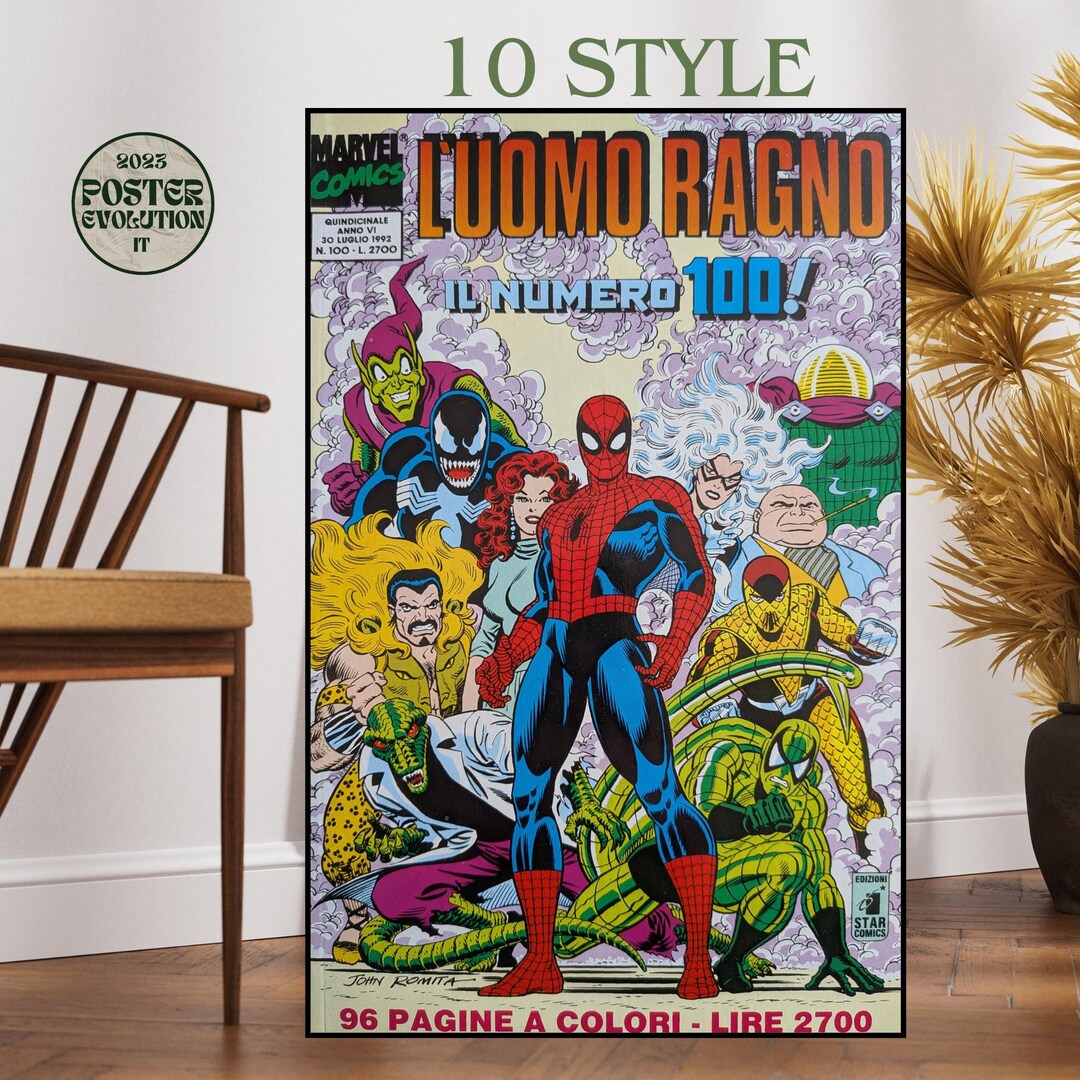 Poster Stampa Quadro Amazing Spiderman Copertina Fumetto Vintage ...