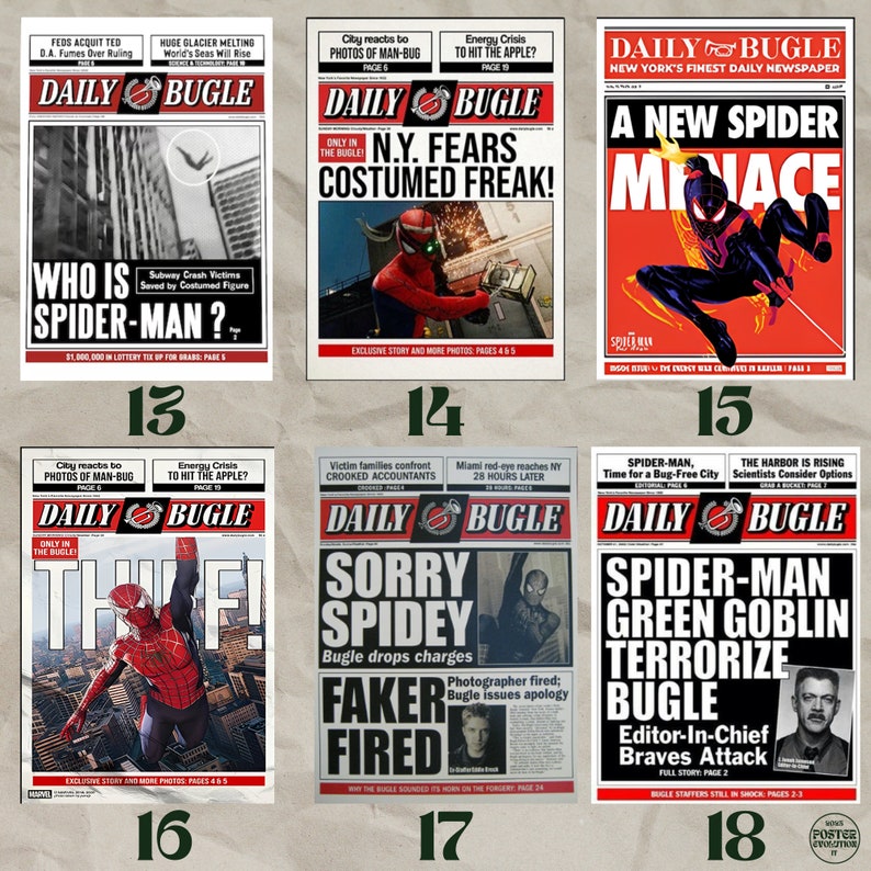 Spiderman Daily Bugle Posters New York NEWSPAPER Spider-man Square ...