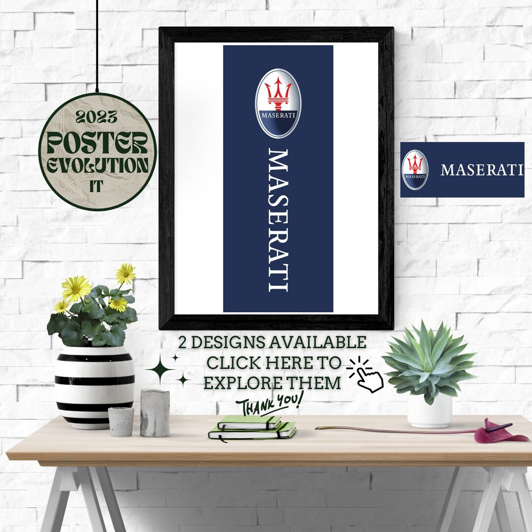 Poster Maserati Logo Marchiobanner Garage Car Shop Bandiera Mpower ...