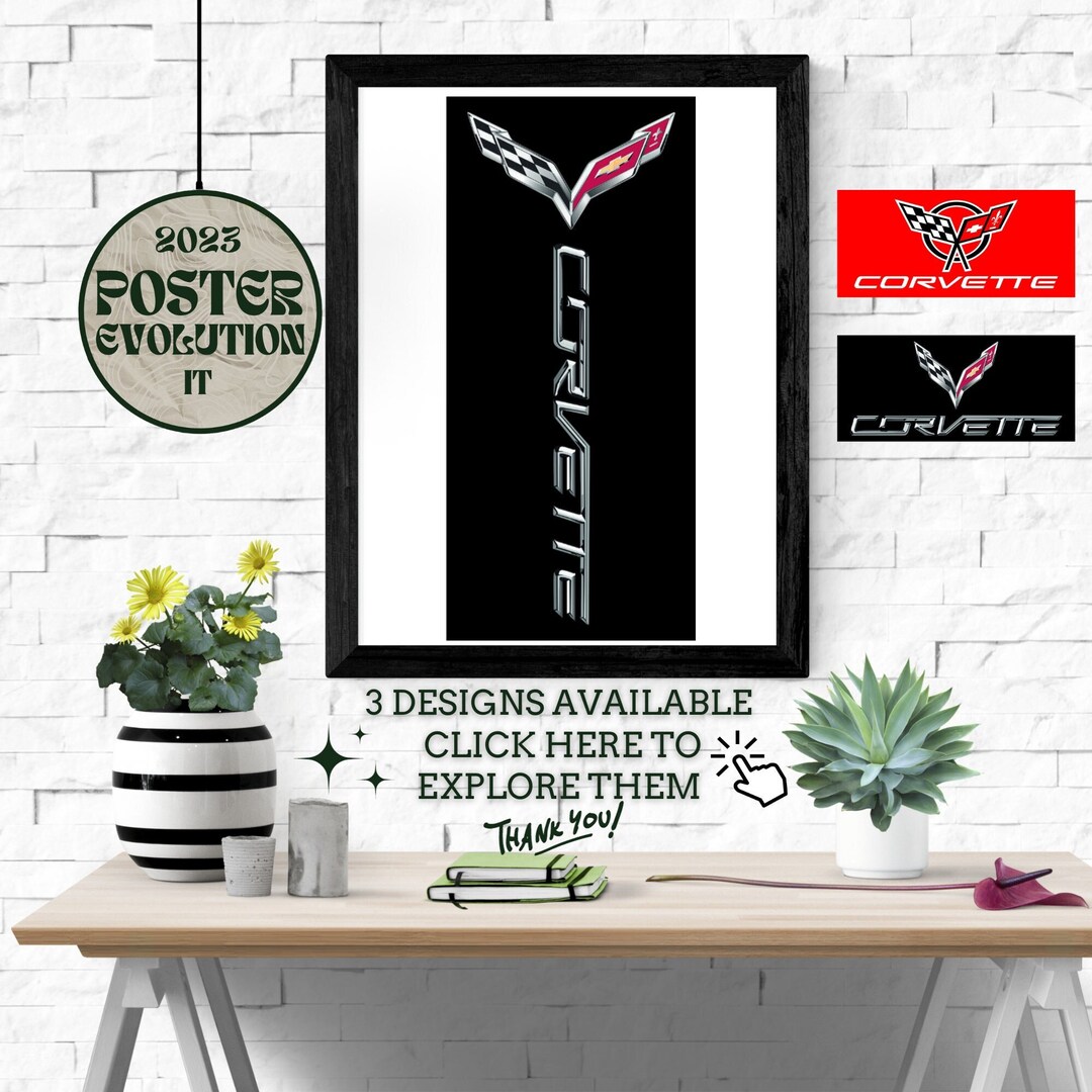 Poster Corvette Marchio Logo Banner Garage Auto Shop Bandiera ...