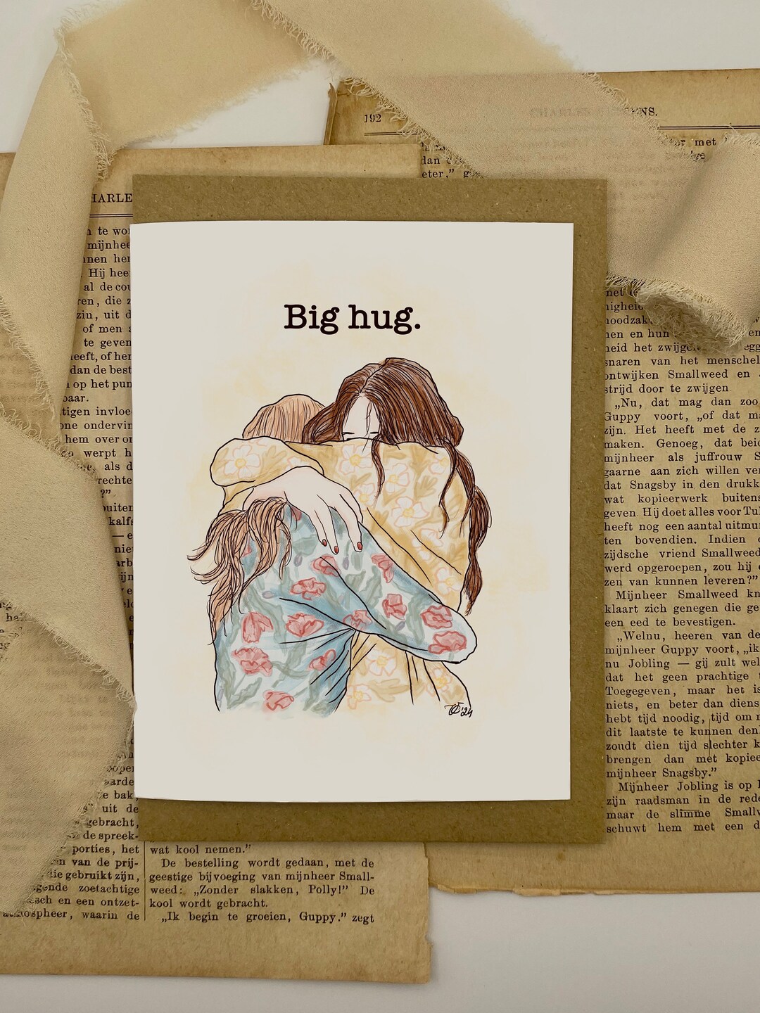 Greeting Card 'big Hug' Card for Comfort A6 Girlfriends Blank Greeting ...