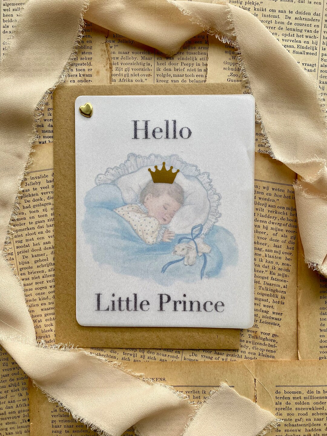Greeting Card 'little Prince' Birth A6 Blank Greeting Card Baby Boy Birth Announcement ...