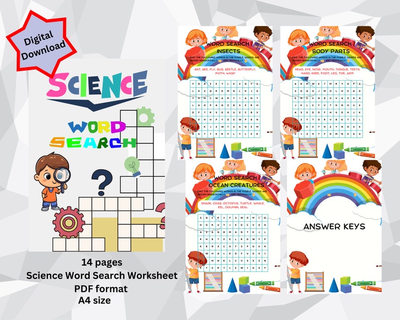 Printable Science Word Search Worksheet, Science Worksheet, Word Search ...