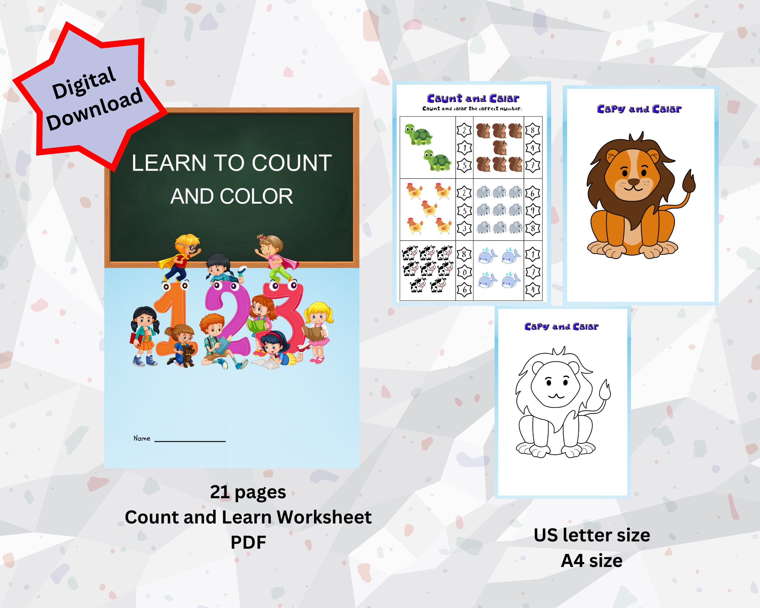 Printable Count and Color Worksheet, Number Worksheet, Coloring Book ...