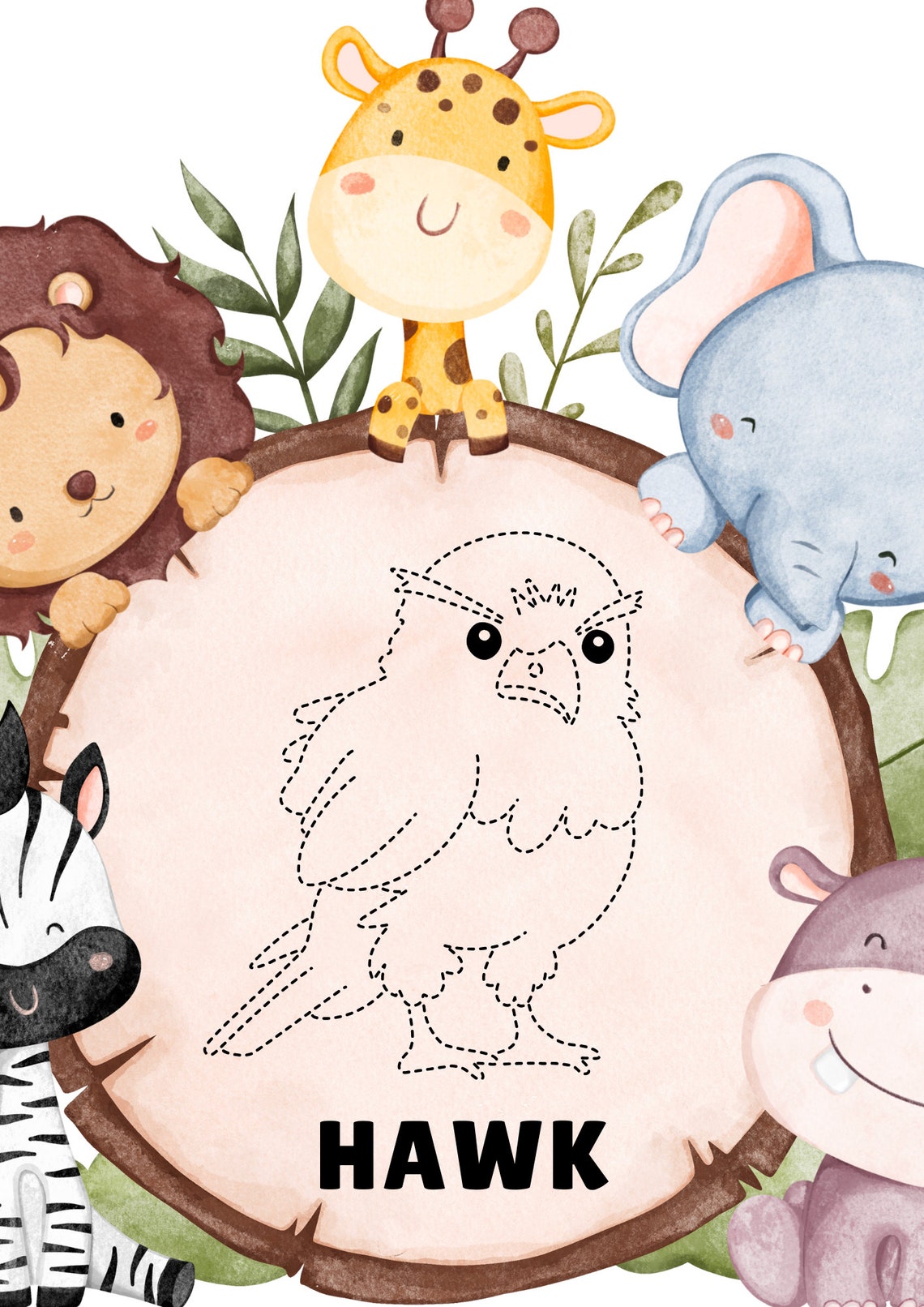 Printable Safari Animal Tracing and Coloring Book; Safari Animals ...