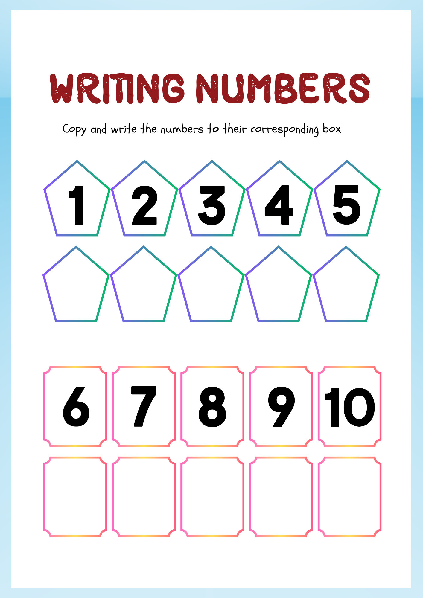 Printable Math Numbers and Words Worksheet (digital Download) - Etsy
