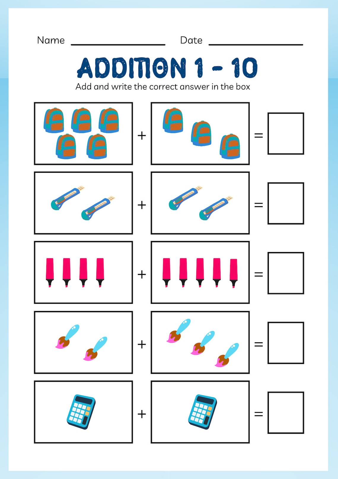 Printable Kindergarten Math Worksheet, Math Problems, Early Learning ...
