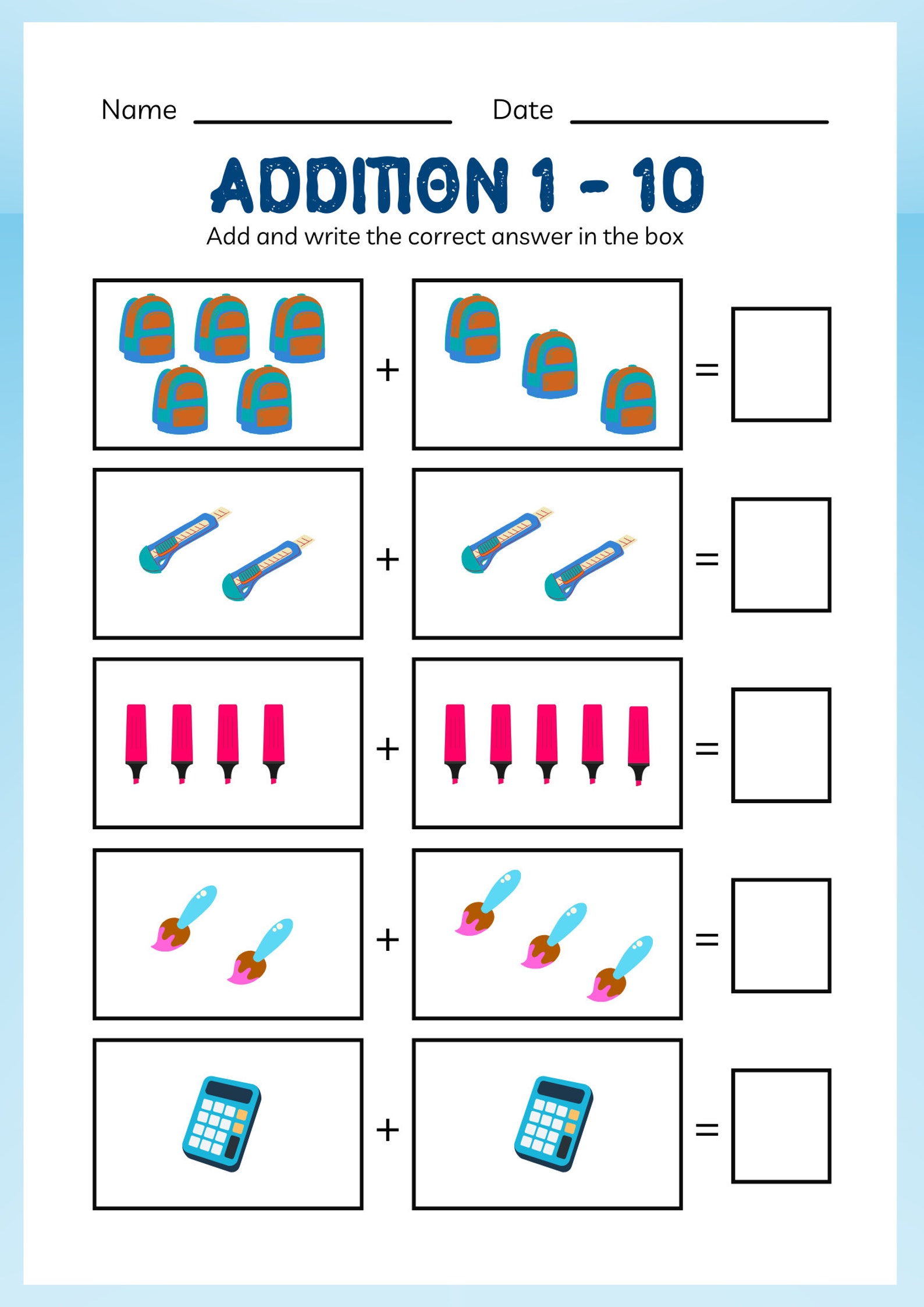 Printable Kindergarten Math Worksheet, Math Problems, Early Learning ...