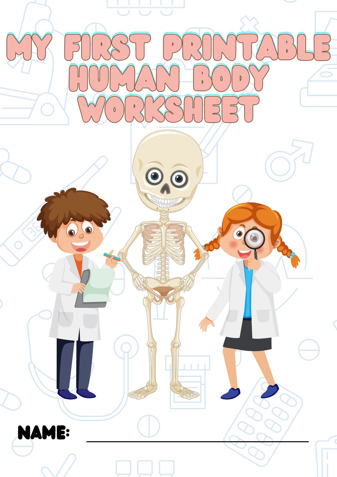 Printable Human Body Worksheet, Body Parts Anatomy for Kids, Matching ...